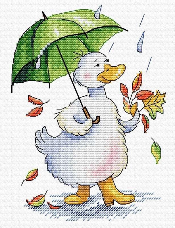 Rainy Promenade Counted Cross-Stitch Kit | DIY Landscape Art ...